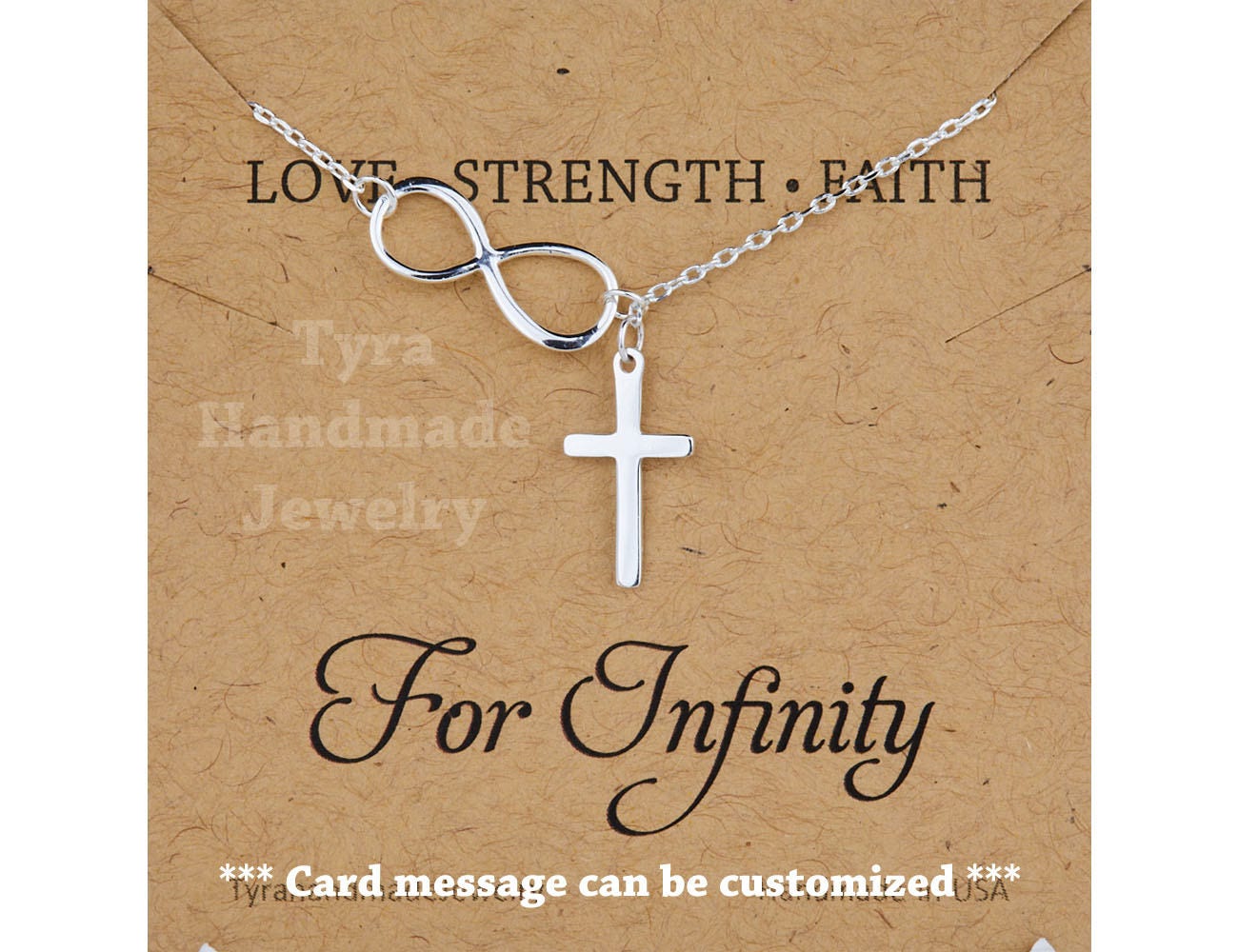Sterling silver Sideways infinity cross necklaceInfinity