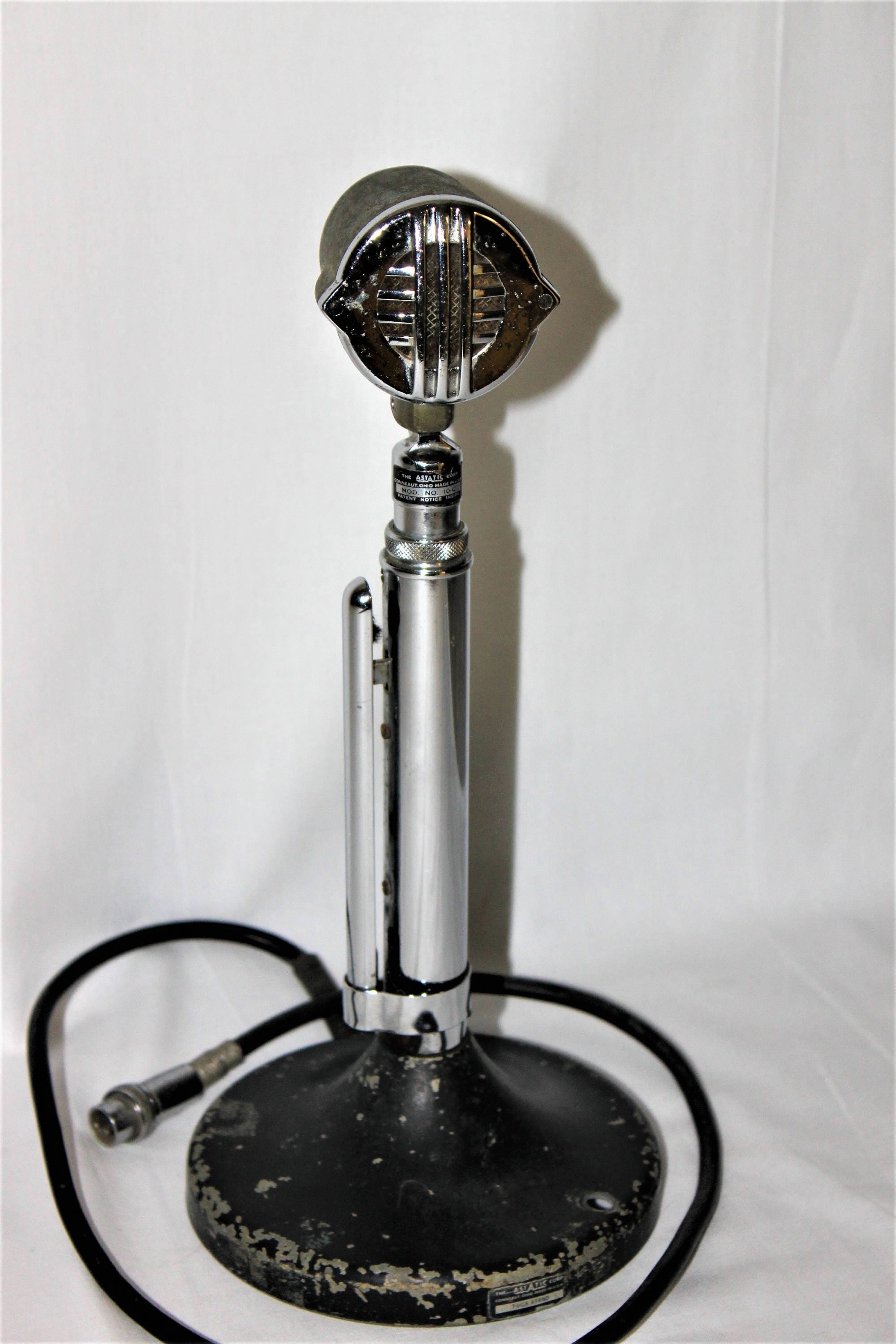 Vintage 1940s Astatic Mod No. 10 C Radio Microphone with a T-UG8 Stand