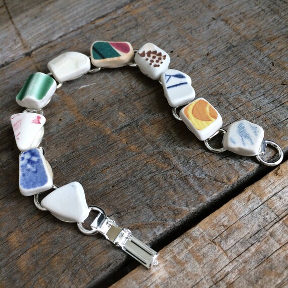 Sea pottery Bracelet sea china bracelet Sea Pottery jewelry