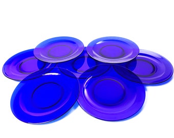 Blue glass plates | Etsy