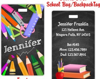 Personalized Kids School Bag ID Tag Double-sided Bag Tags