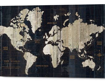 A1 Poster World map blue
