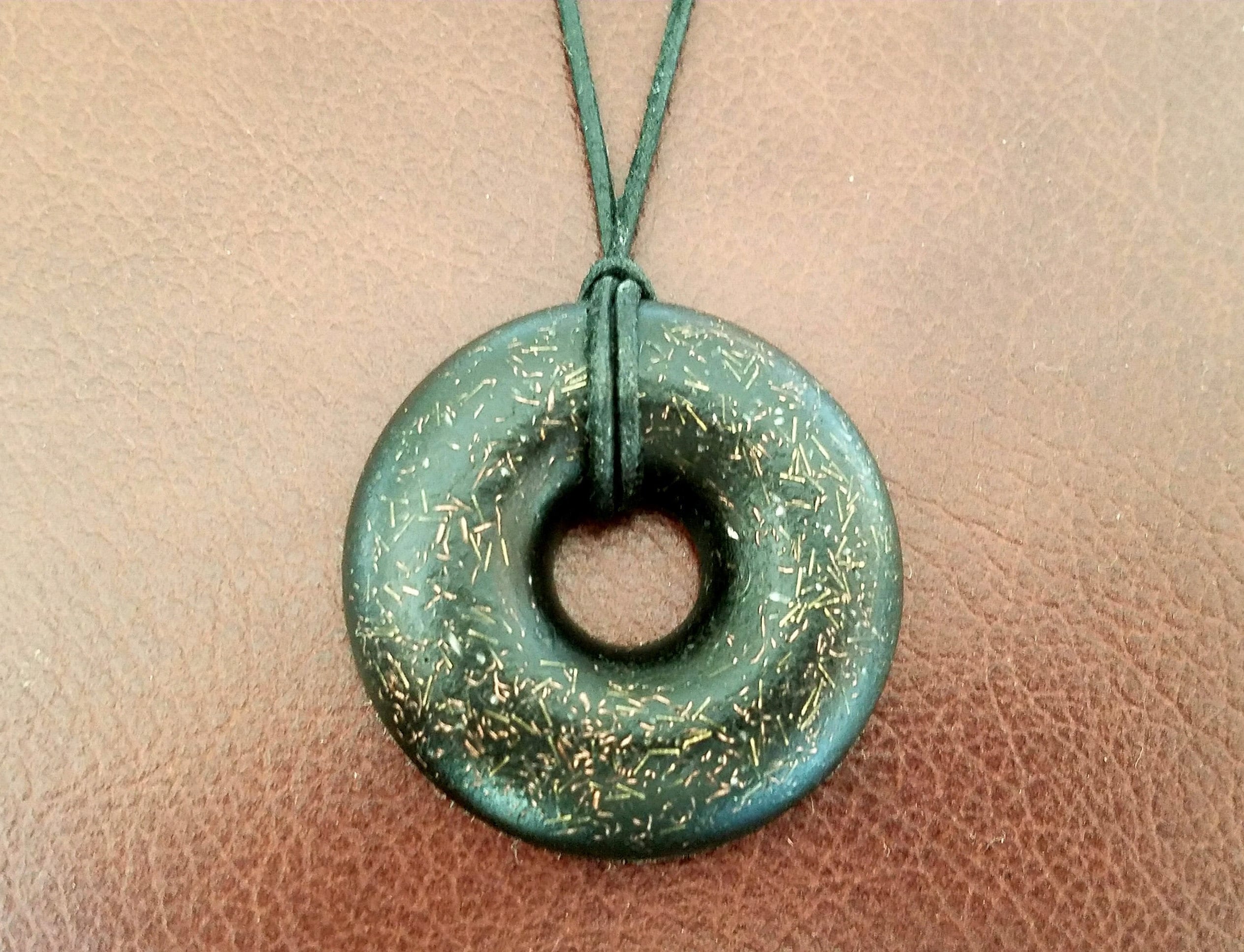 Orgonite® Pendant - Orgone Necklace - Black Sun Orgonite® Donut Pendant ...
