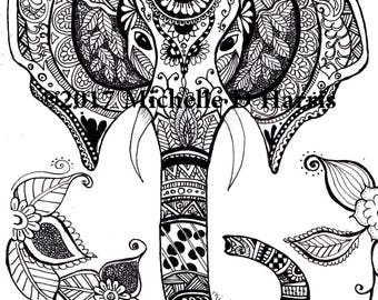 Zentangle elephant | Etsy