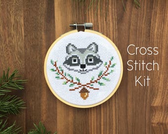 Raccoon cross stitch | Etsy
