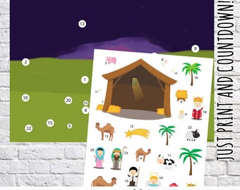 Printable Advent Calendar Countdown Christmas Number 1-25