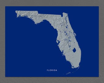 FLORIDA MAP PRINT shown in sea blue personalize it