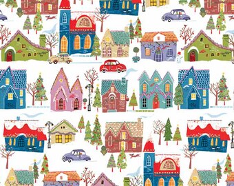 Winter scene fabric | Etsy