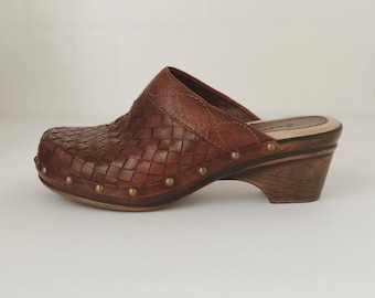 Brown leather clogs | Etsy