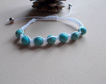 Items similar to Turquoise Shamballa Bracelet with Hemp on Etsy
