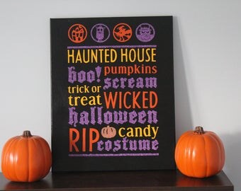 Halloween canvas | Etsy