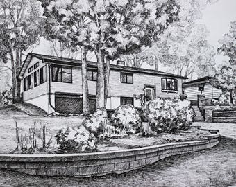 Commission an Original Ink House Drawing Architectural
