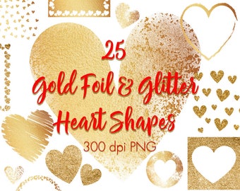 Rose gold hearts clip art Rose gold design elements clipart