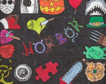 Horror drawing | Etsy