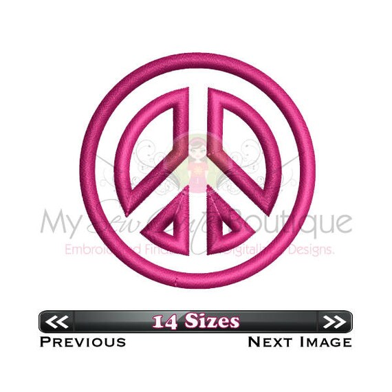 Peace Sign Applique Machine Embroidery Design