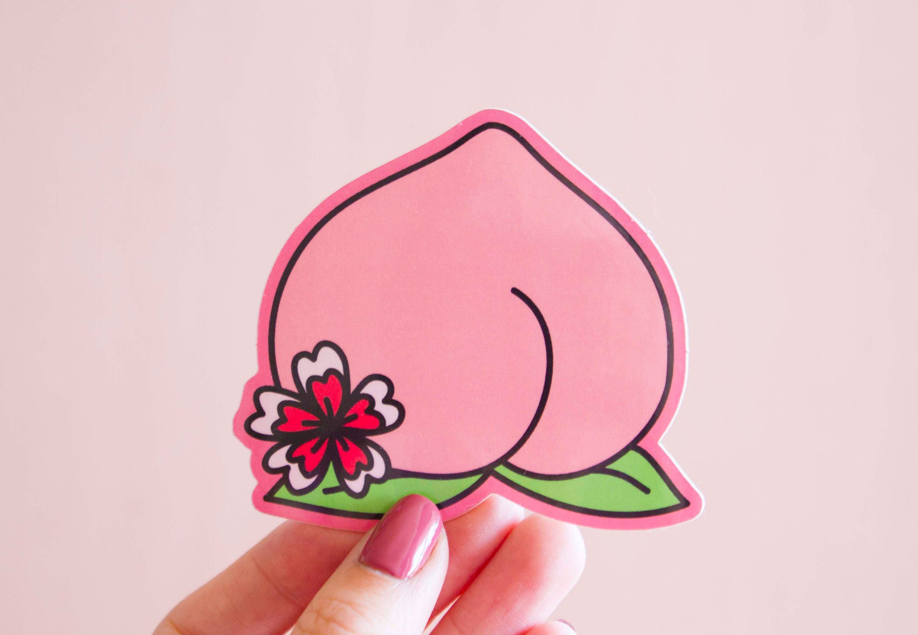 Peach Booty Vinyl Sticker Peach Flower Decal Bumper Sticker