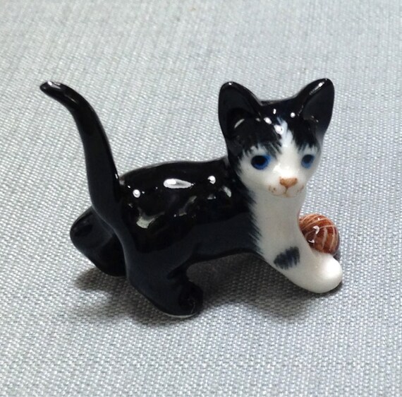 Miniature Ceramic Cat Kitty Kitten Animal Cute Little Tiny
