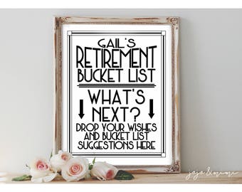 Personalized Retirement Bucket List Printable Retirement Party