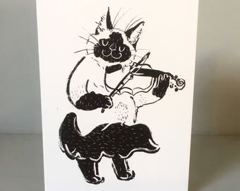 Cat playing violin | Etsy