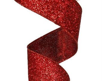 Red glitter ribbon | Etsy