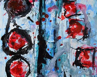 Red abstract art | Etsy