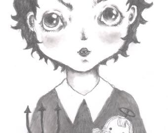 Medieval Devil. Original hand painting.