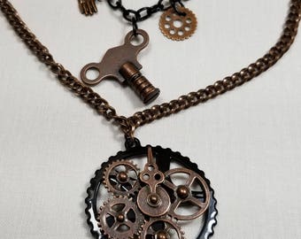 Items similar to Steampunk Inspired Necklace (16" chain) on Etsy