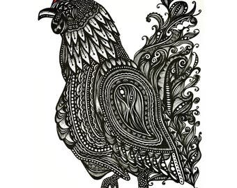 Zentangle rooster | Etsy