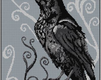 Raven cross stitch | Etsy