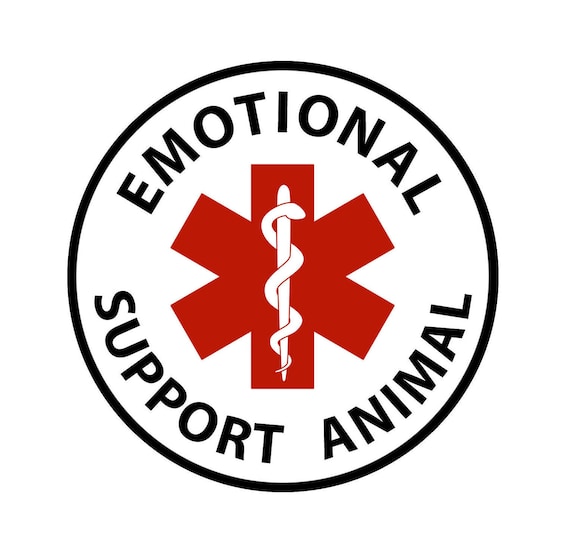 Emotional Support Animal Medical Alert Symbol Black Rim Hook