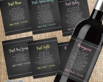 Wine Bottle Labels for First Milestones First Anniversary