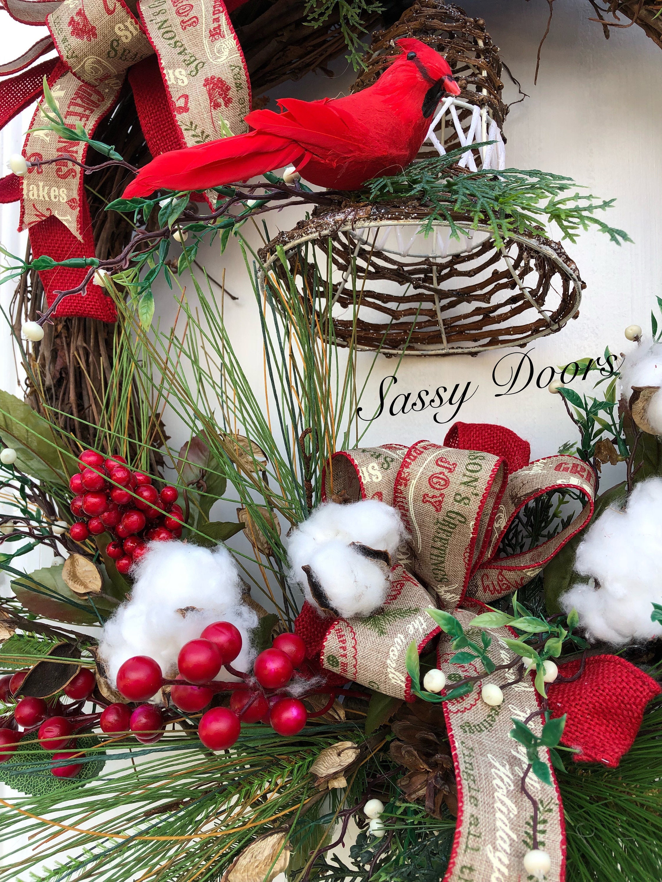 Woodland Christmas Wreath, Rustic Chrisrmas Wreath, Country Christmas ...