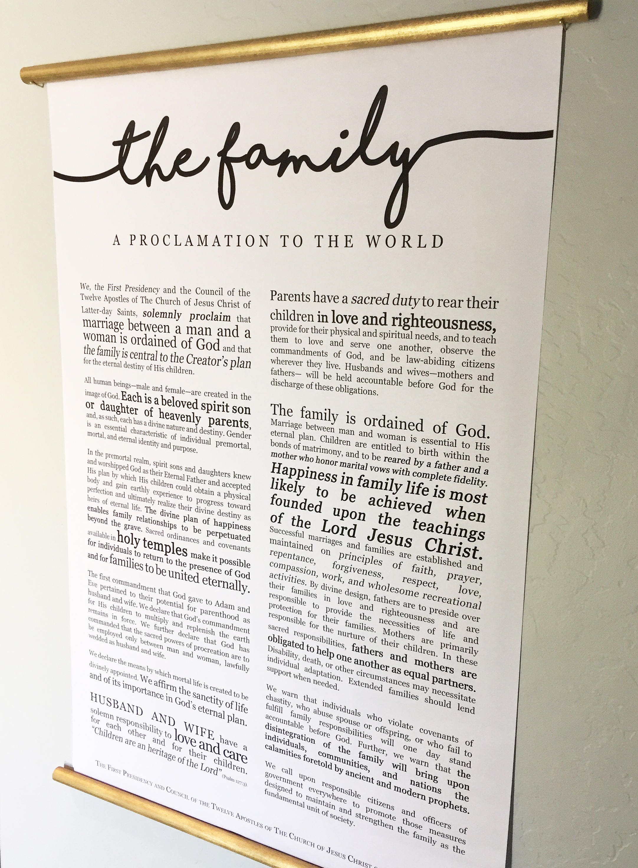 Family Proclamation Print- LDS- Various Sizes