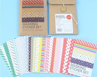 27 Sheets Masking Sticker Set Paper Stickers Deco Stickers