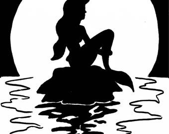 ariel little mermaid zombie disney scary painting pencil print