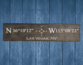 Gps coordinates sign | Etsy