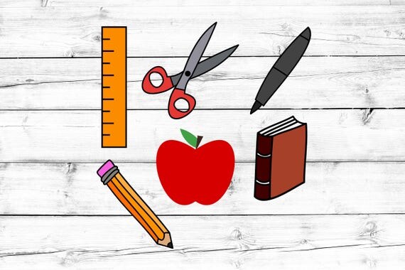 Teacher Clipart School Clipart Apple Svg Pencil Svg Book
