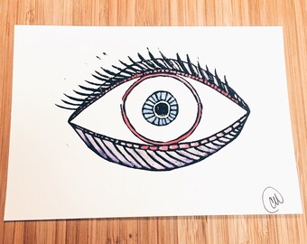 PRINT Twinkle eye Watercolor painting 7.5 x 11