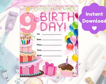 9th birthday invite | Etsy