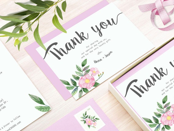 Watercolor Thank You Card Printable Thank You Card