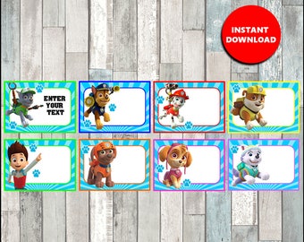 Paw patrol name tag | Etsy