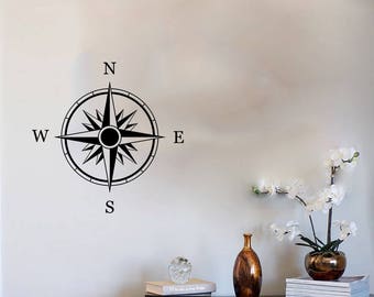 Compass wall decal | Etsy