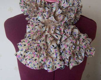 Pleated Silk Ascot Ruffled Neck Scarf Edwardian Style