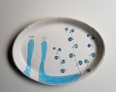 pottery with hand drawn birds insects praying by catherinereece