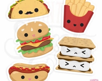 Kawaii food stickers | Etsy