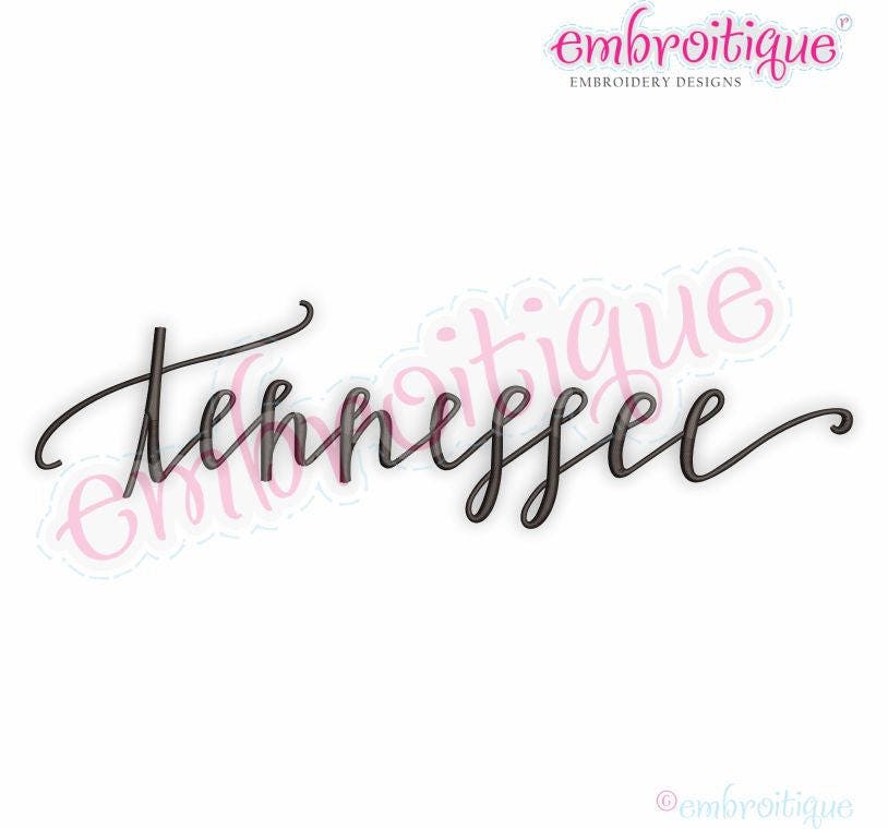 Tennessee in Script Digital Machine Embroidery File