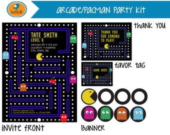 Pac man invitations | Etsy