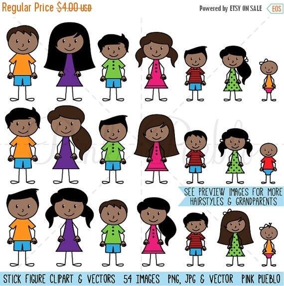 BACK TO SCHOOL Sale African American Stick Figure Clipart Clip