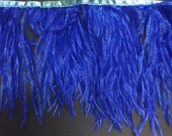 Blue feather fabric | Etsy