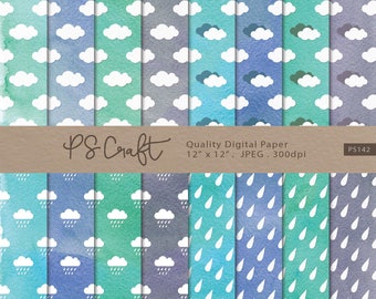 Watercolor clouds | Etsy